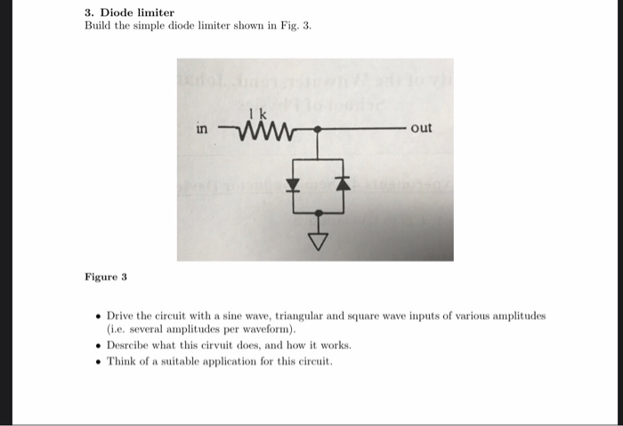 Solved 3. Diode limiter Build the simple diode limiter shown | Chegg.com