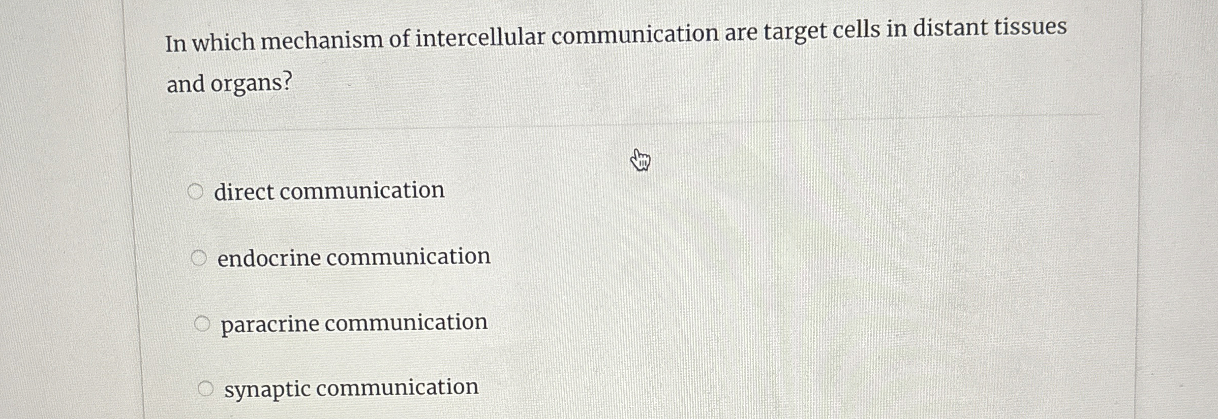 Solved In which mechanism of intercellular communication are | Chegg.com