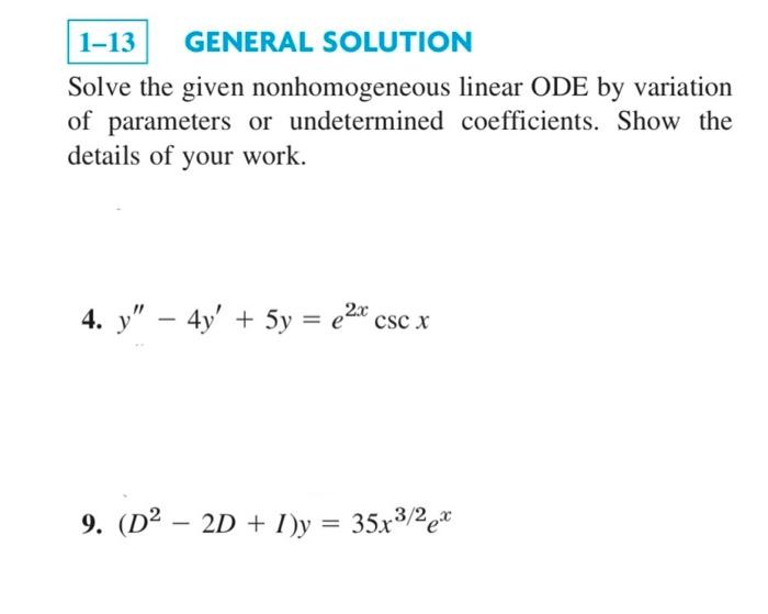 Solved Solve the given nonhomogeneous linear ODE by | Chegg.com