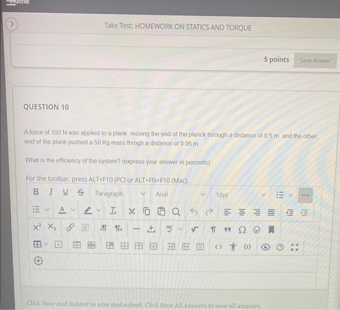 Solved Take Test: HOMEWORK ON STATICS AND TORQUE 5 points | Chegg.com