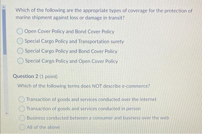 Solved Which of the following are the appropriate types of | Chegg.com