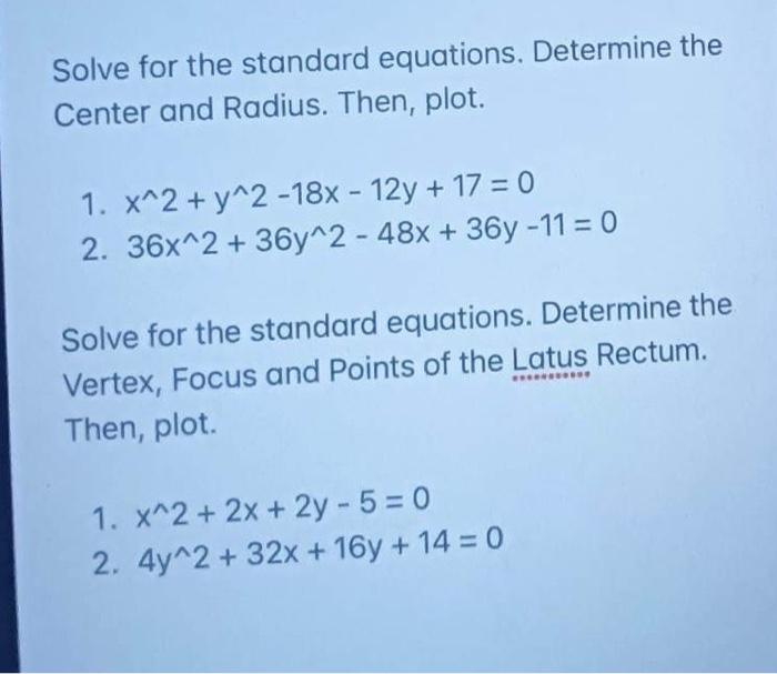 Solved Solve for the standard equations. Determine the | Chegg.com
