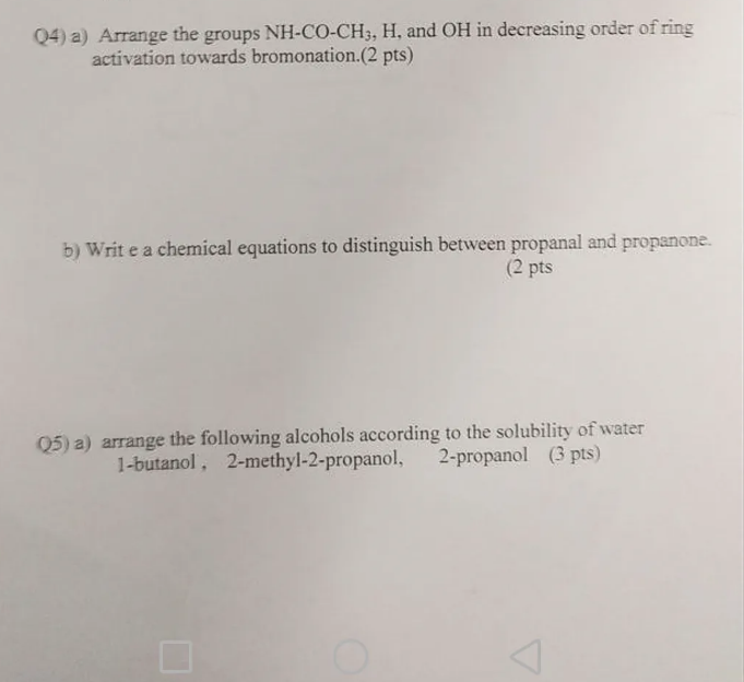 Solved Q4) a) Arrange the groups NH-CO- CH3,H, and OH in | Chegg.com