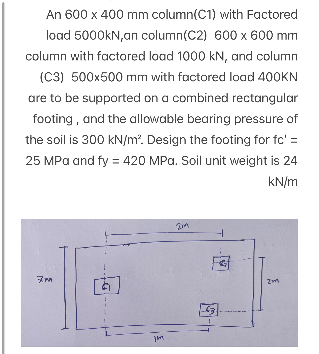 Solved An 600×400 ﻿mm column(C1) ﻿with Factored load | Chegg.com