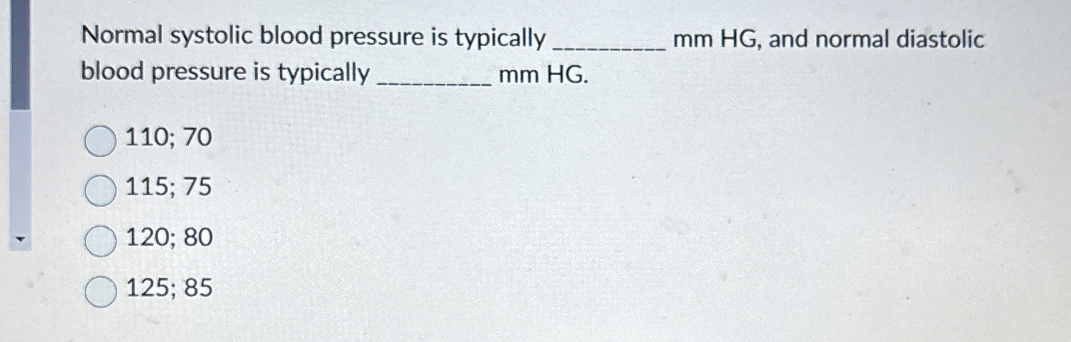 Solved Normal systolic blood pressure is typically q, ﻿mm | Chegg.com