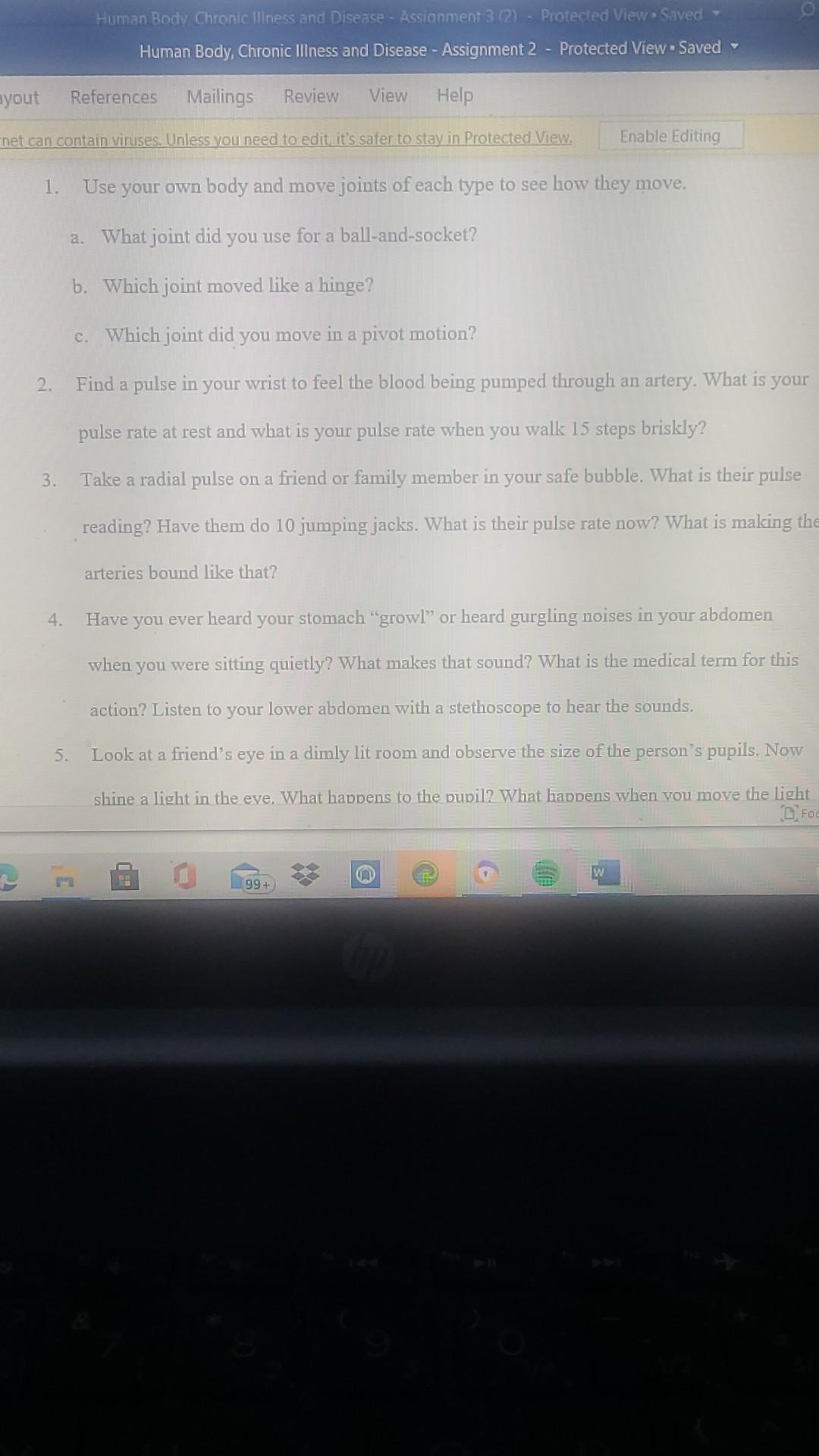 Solved 1. Use your own body and move joints of each type to | Chegg.com