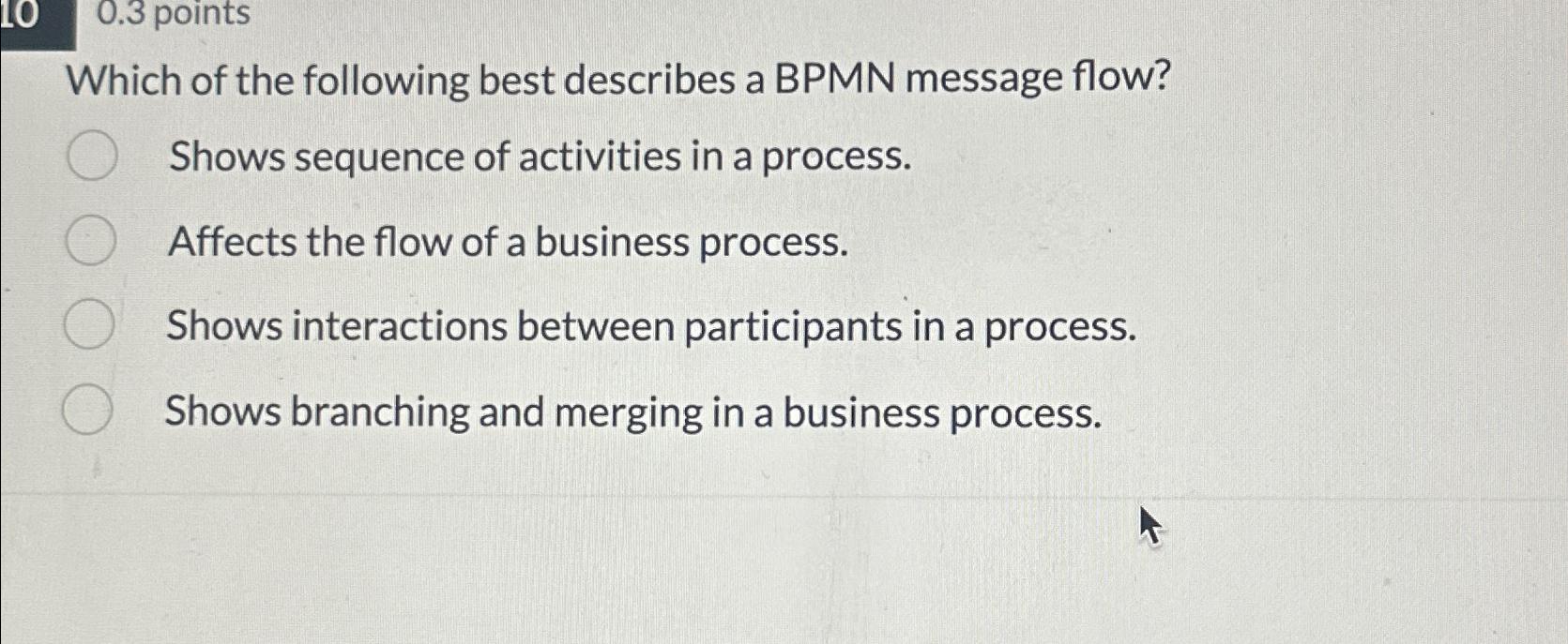 Solved 0.3 ﻿pointsWhich of the following best describes a | Chegg.com