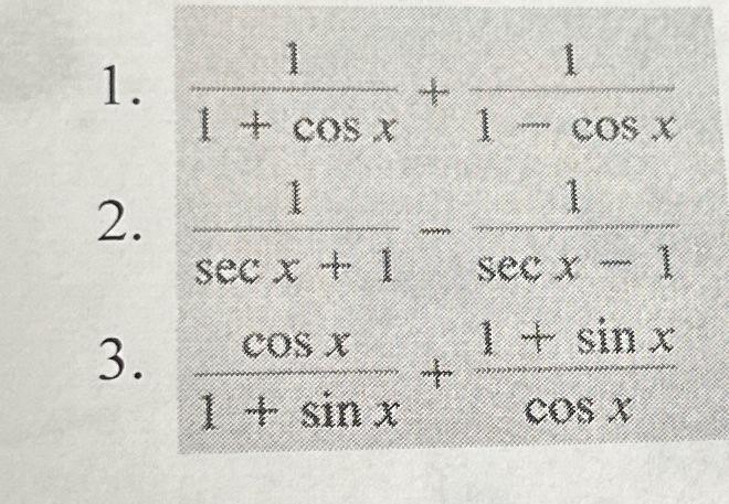 Solved 1+cosx1+1−cosx1 | Chegg.com
