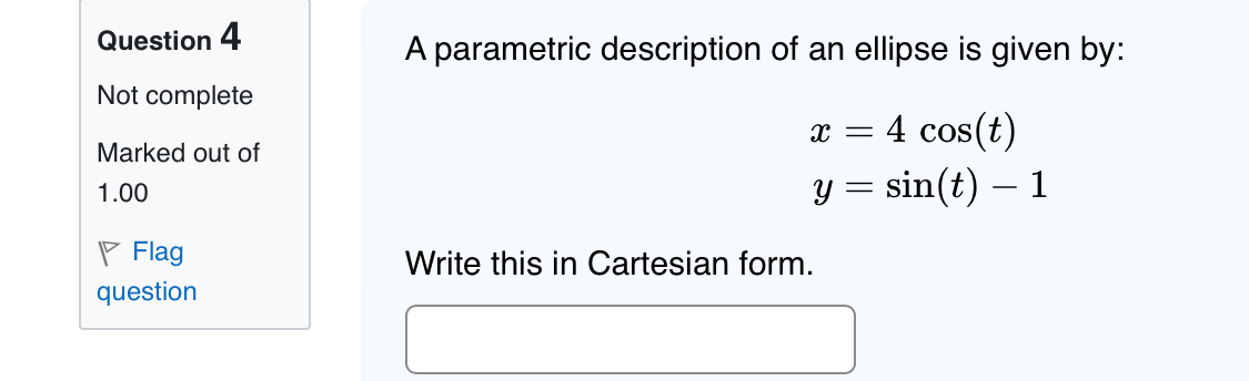 Solved A parametric description of an ellipse is given | Chegg.com