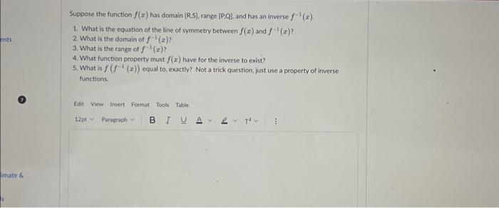 Solved ents imate & S Suppose the function f(x) has domain | Chegg.com