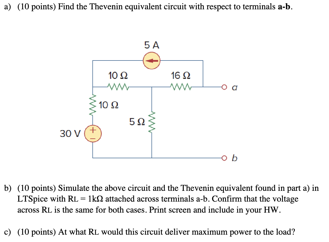 Solved a) ﻿Find the Thevenin equivalent circuit with respect | Chegg.com