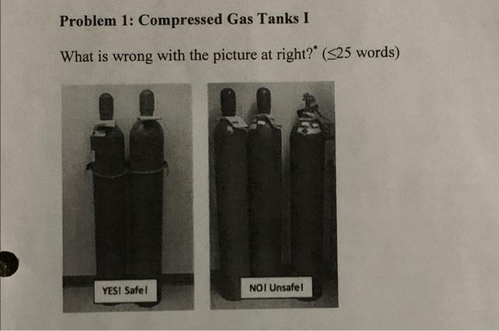 Solved Problem 1: Compressed Gas Tanks I What is wrong with | Chegg.com Solved Problem 1: Compressed Gas Tanks I What is wrong with | Chegg.com