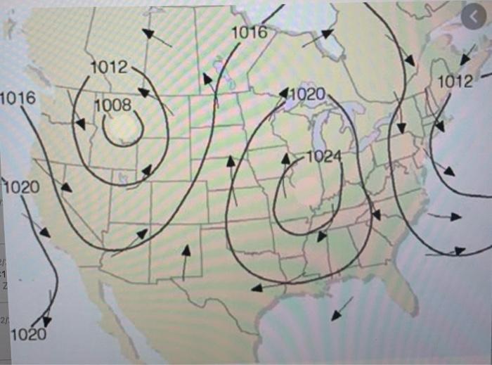 Solved In this example of the surface pressure contour map | Chegg.com