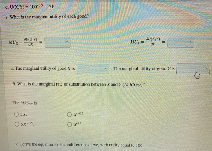 Solved Consider each of the following utility functions. a. | Chegg.com