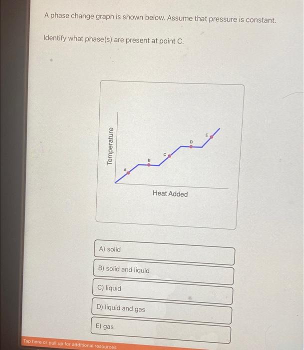 Solved A phase change graph is shown below. Assume that | Chegg.com