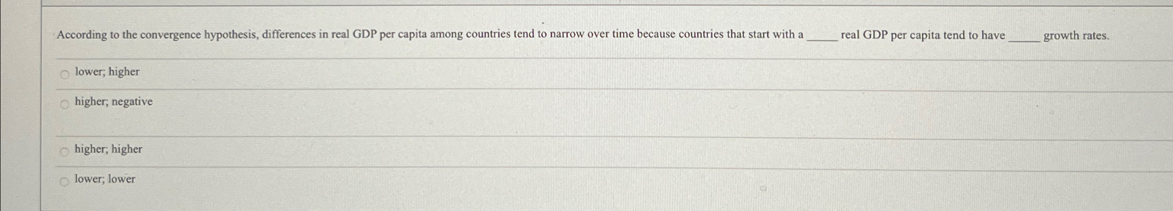 Solved According to the convergence hypothesis, differences | Chegg.com