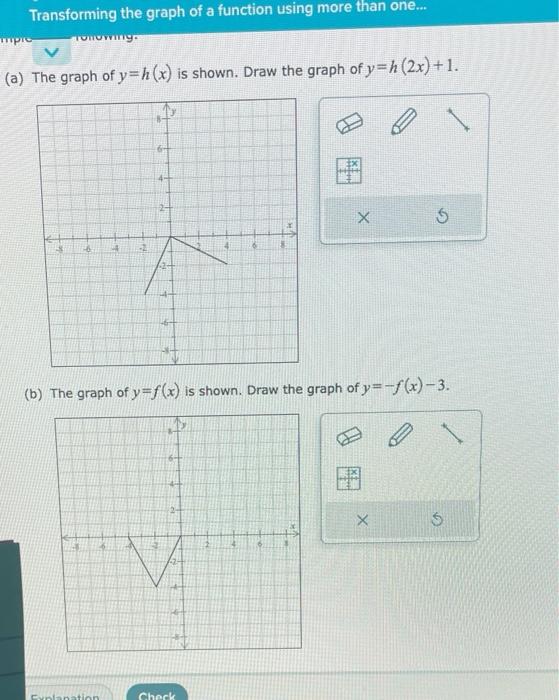 Solved a) The graph of y=h(x) is shown. Draw the graph of | Chegg.com