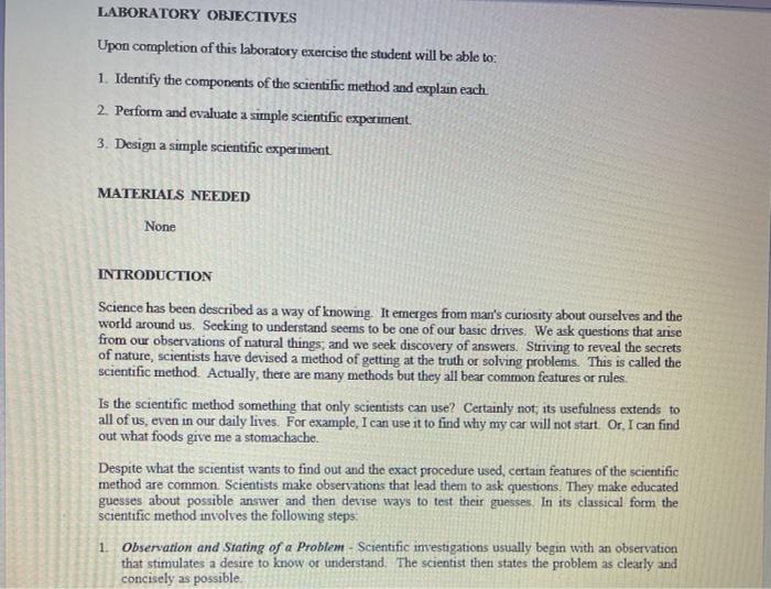 LABORATORY OBJECTIVES Upon completion of this | Chegg.com