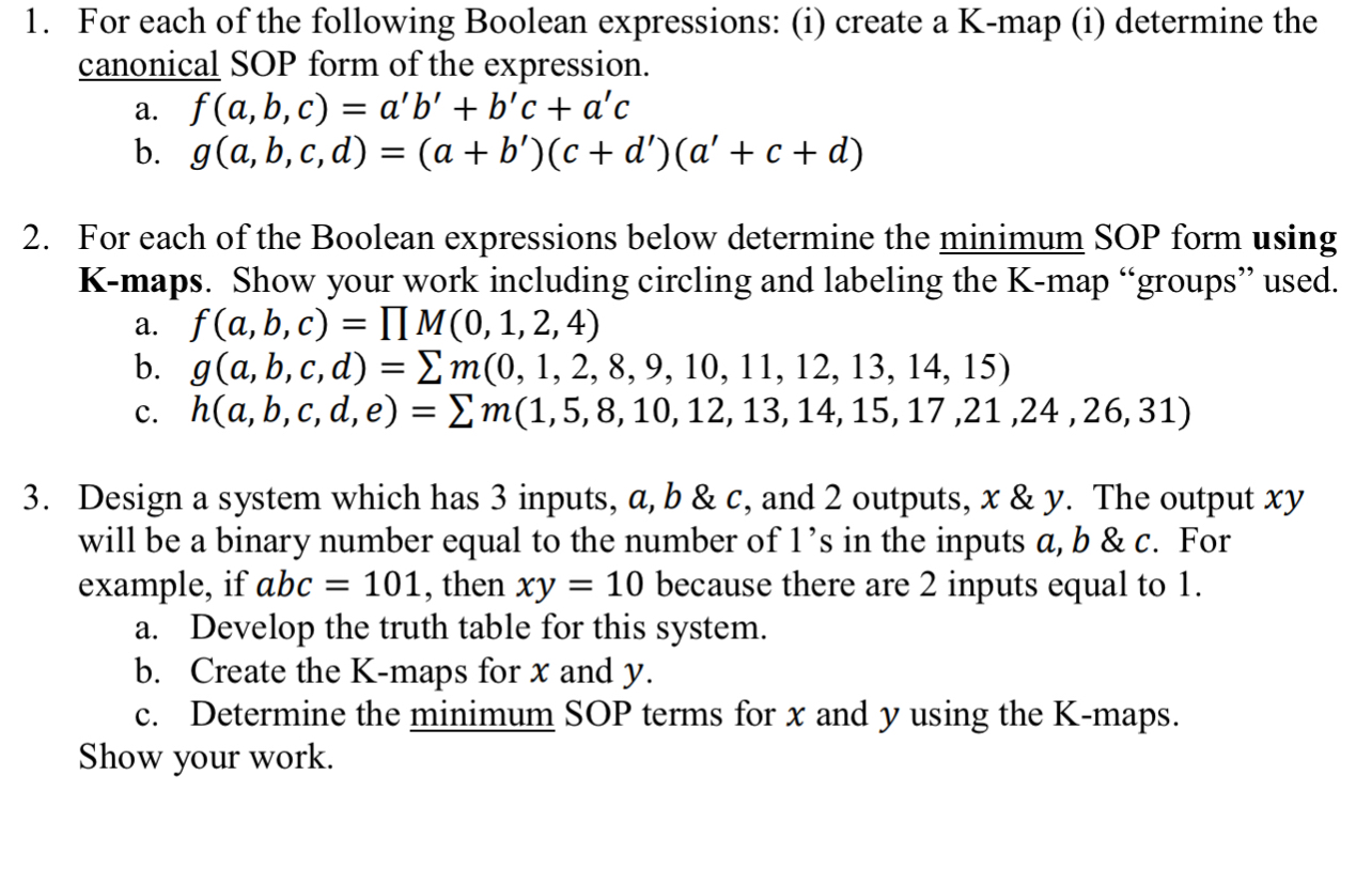 Solved For each of the following Boolean expressions: (i) | Chegg.com