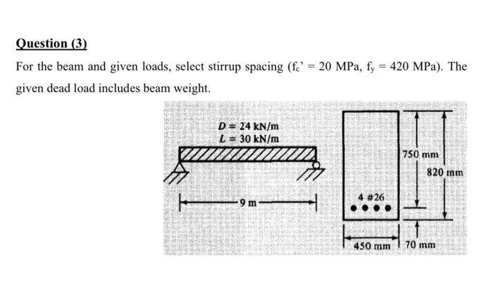 Solved Question (3) For the beam and given loads, select | Chegg.com