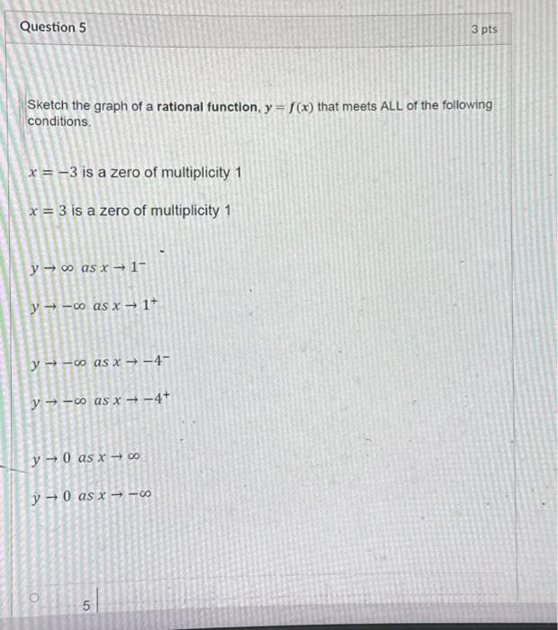 Solved Sketch the graph of a rational function, y=f(x) that | Chegg.com