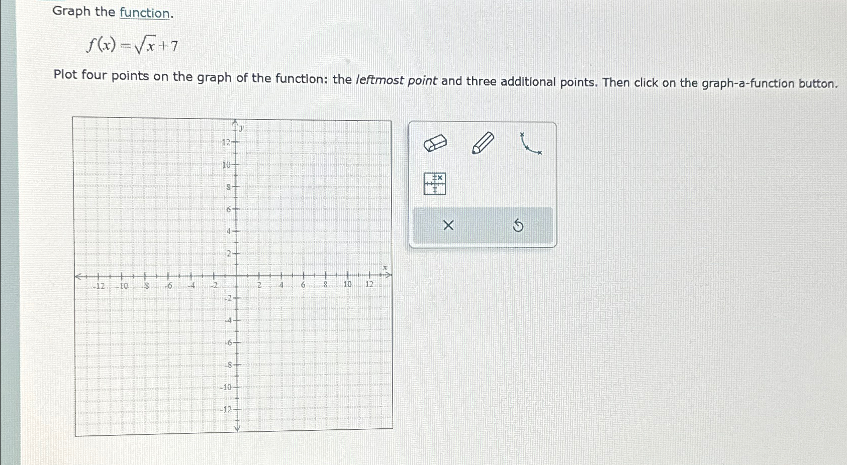 Solved Graph the function.f(x)=x2+7Plot four points on the | Chegg.com