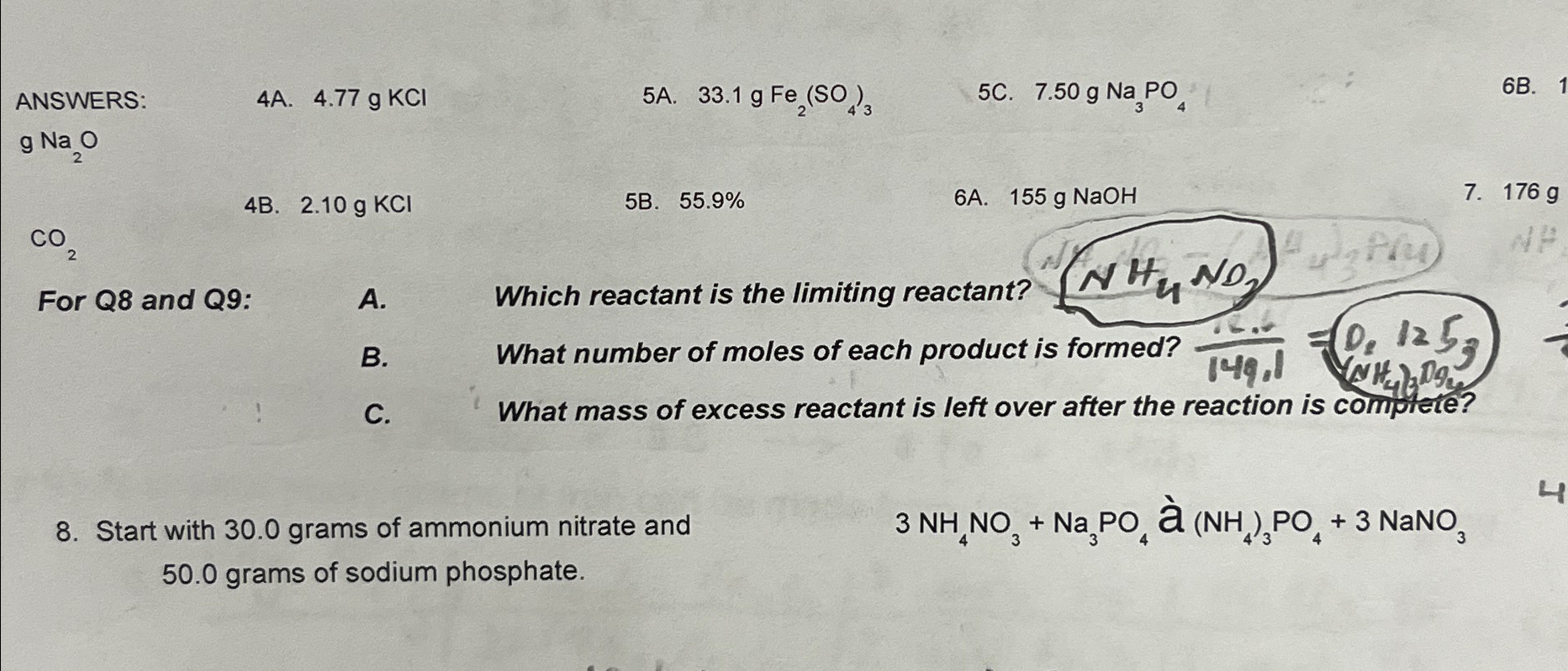 Solved C. ﻿What mass of excess reactant is left over after | Chegg.com