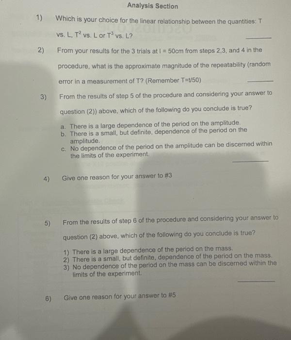 Solved Analysis Section 1) Which is your choice for the | Chegg.com
