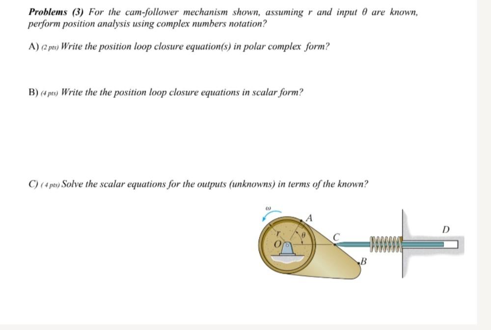 Solved Problems (3) For the cam-follower mechanism shown, | Chegg.com