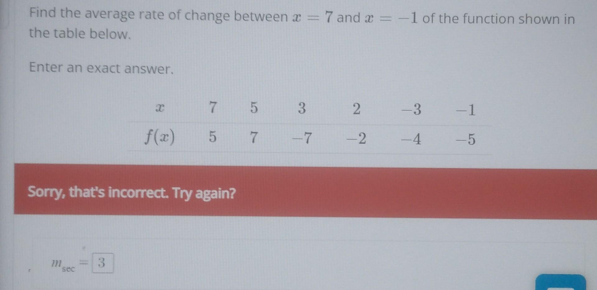 Solved Find the average rate of change between x = 7 and x = | Chegg.com
