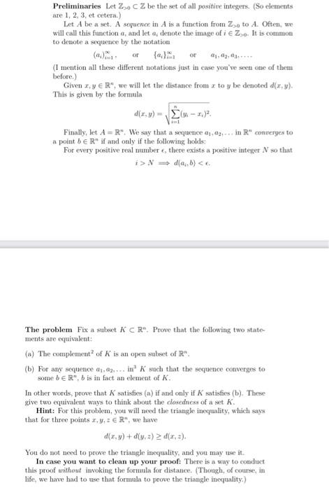 Preliminaries Let Z>0⊂Z be the set of all positive | Chegg.com