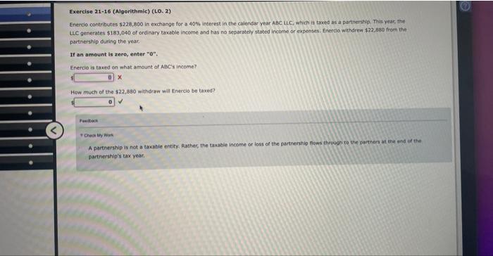 Solved Exercise 21-16 (Algorithmic) (LO. 2) Enercio | Chegg.com