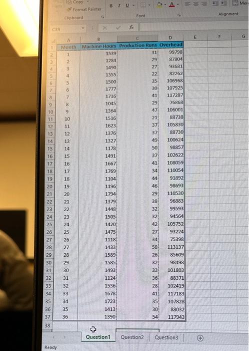 Solved 1a. Do a satter plot of Overhead vs Production run | Chegg.com