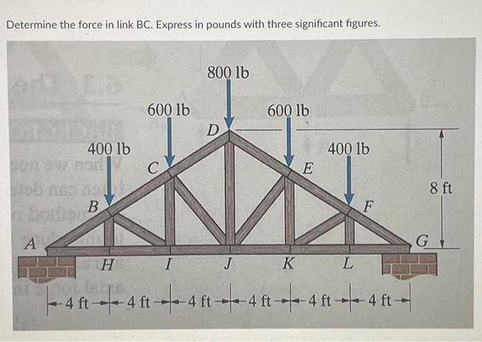 Solved Determine the force in link BC. Express in pounds | Chegg.com