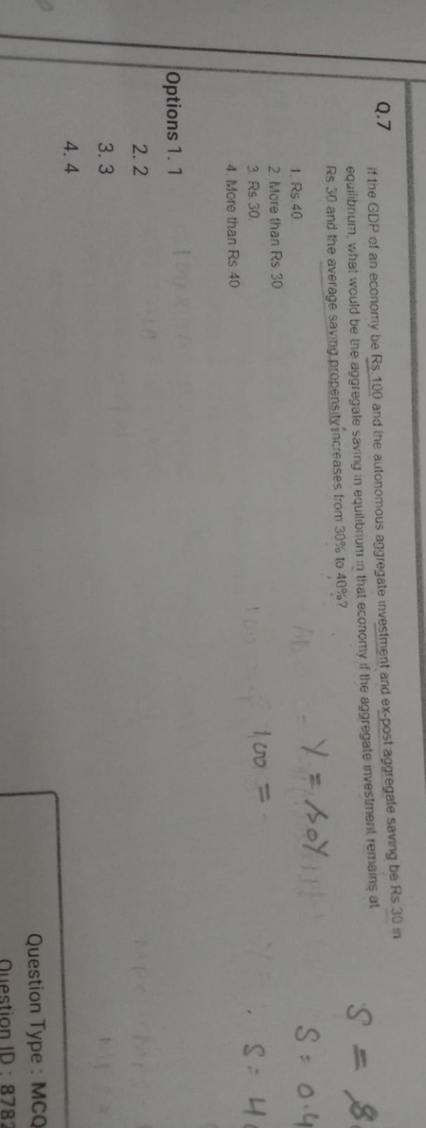 Solved Q. 7If the GDP of an economy be Rs. 100 ﻿and ine | Chegg.com