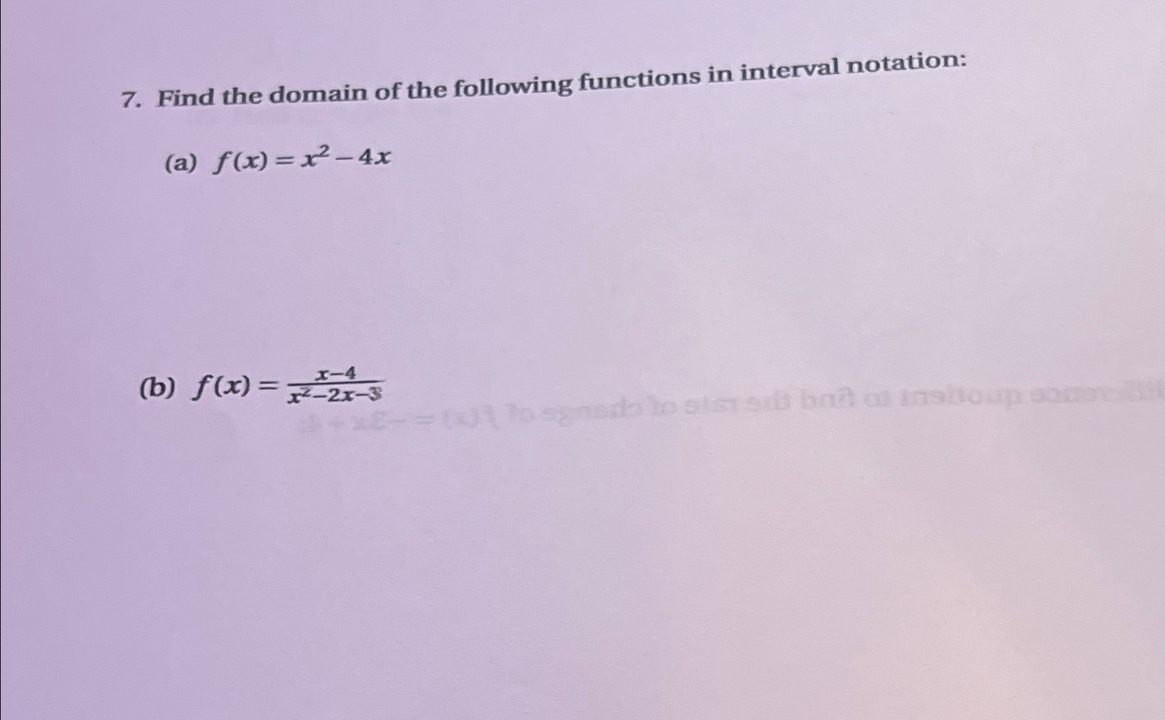 Solved Find the domain of the following functions in | Chegg.com