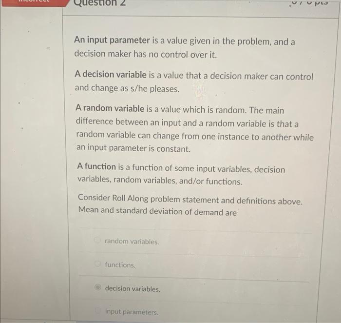 Solved An input parameter is a value given in the problem, | Chegg.com