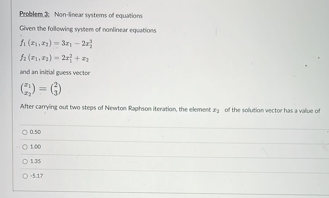 Solved Problem 3: Non-linear systems of equations Given the | Chegg.com
