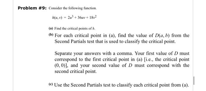 Solved Problem \#9: Consider the following function. | Chegg.com