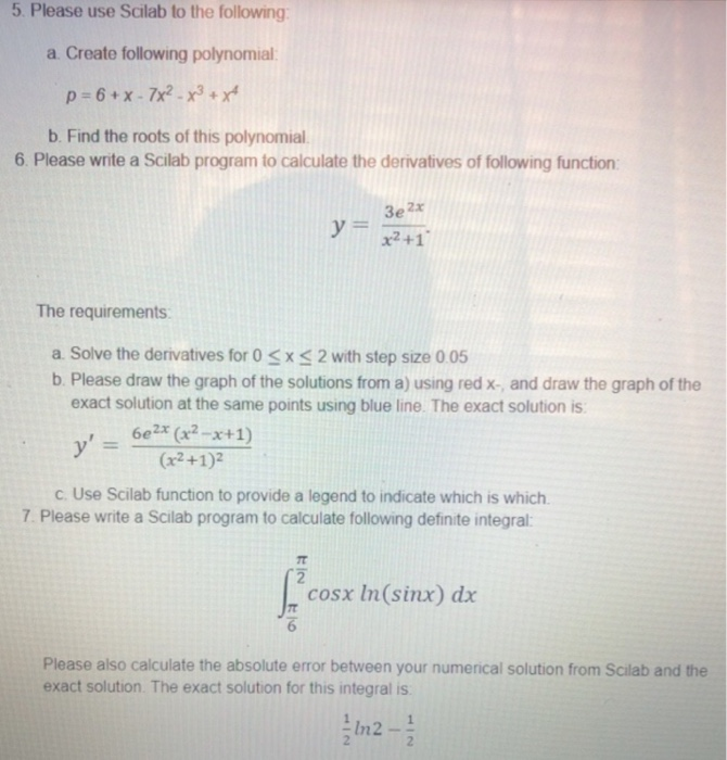 Solved 5 Please Use Scilab To The Following A Create