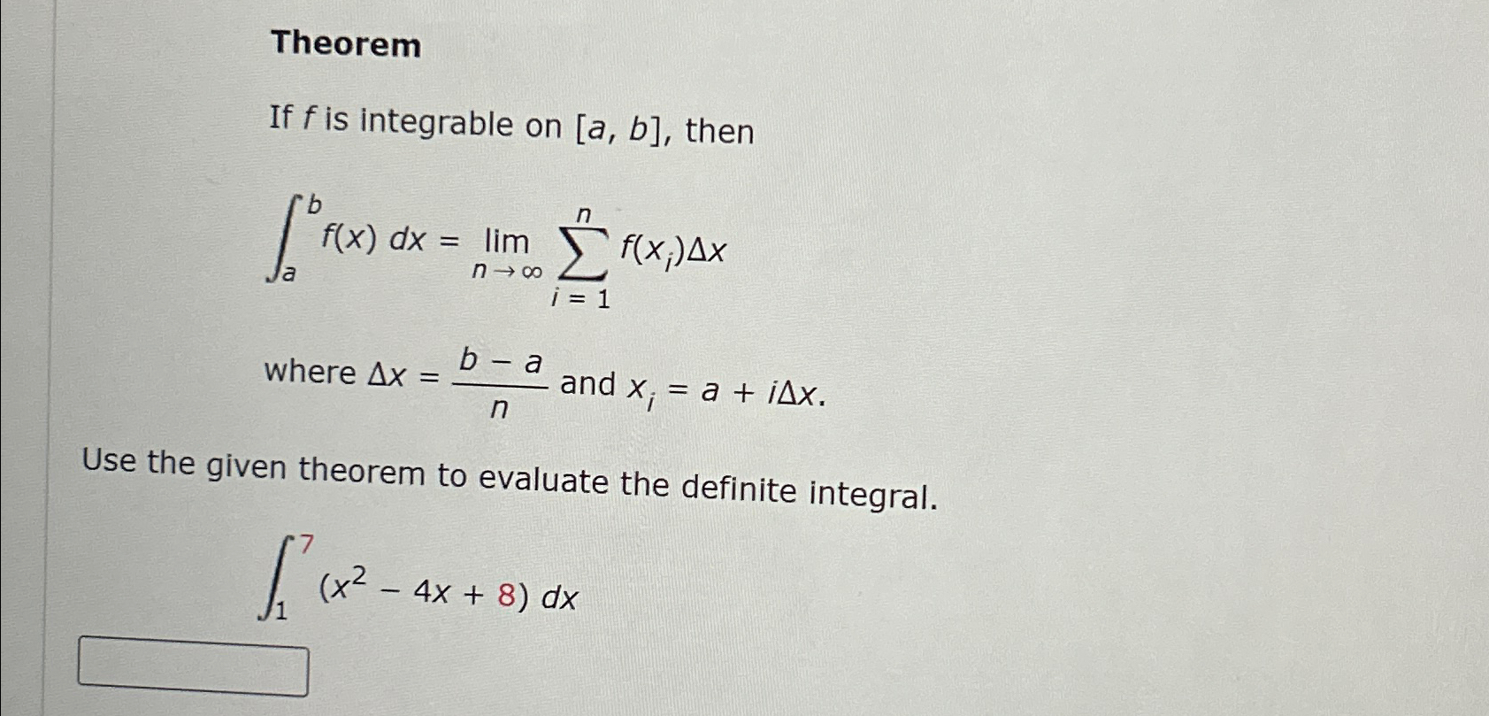 Solved TheoremIf f ﻿is integrable on a,b, | Chegg.com