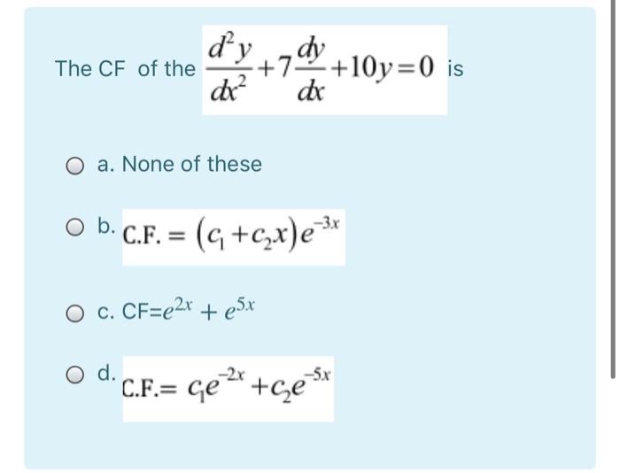 Solved If the root of Auxiliary equation are m1=-1,m2=2 and | Chegg.com