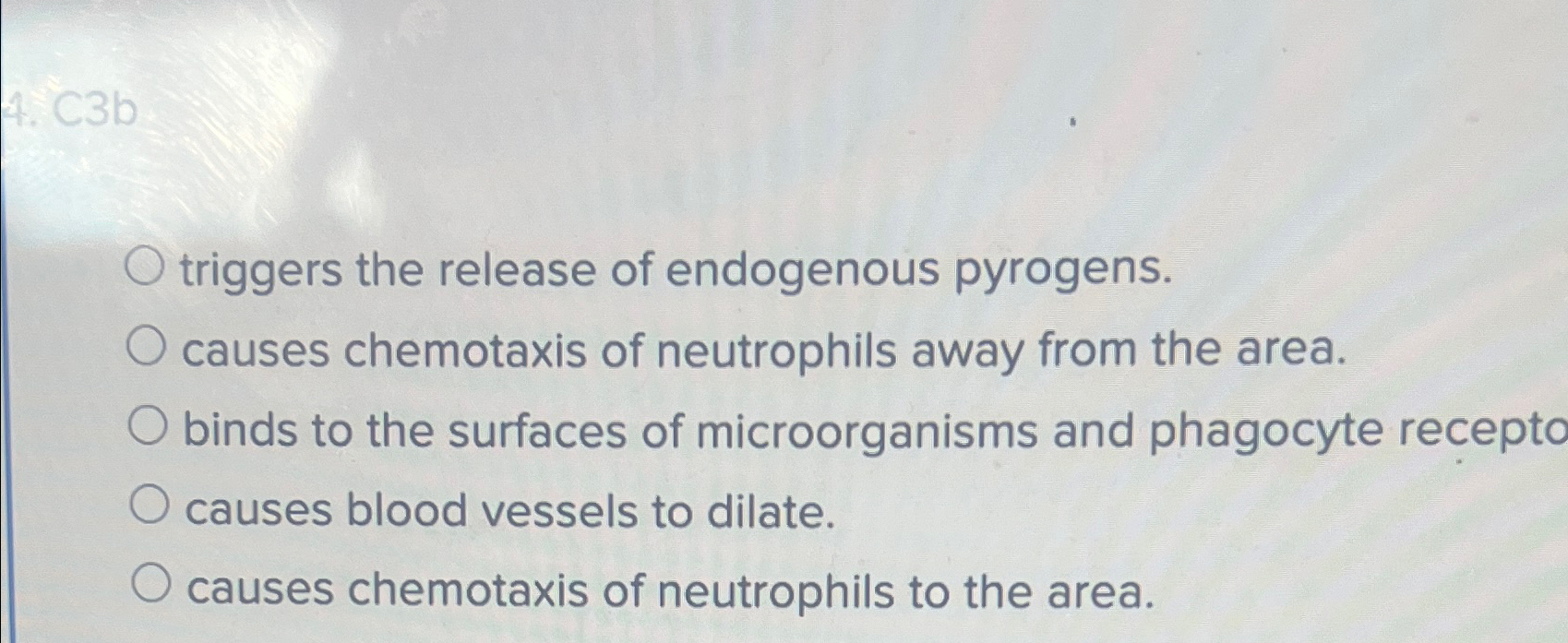 Solved triggers the release of endogenous pyrogens.causes | Chegg.com