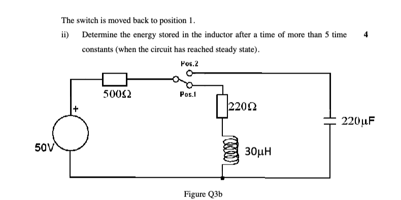 Solved The switch is moved back to position 1 .ii) | Chegg.com