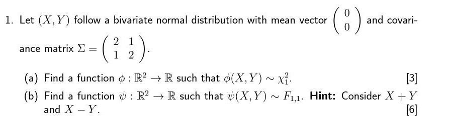 Solved 1. Let (X,Y) follow a bivariate normal distribution | Chegg.com