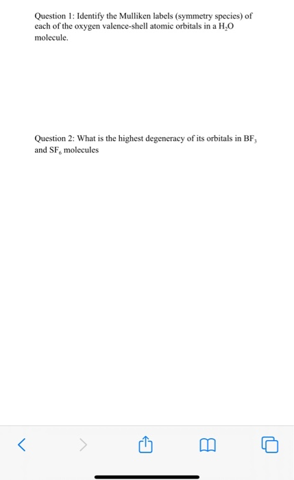 Solved Question 1: Identify the Mulliken labels (symmetry | Chegg.com