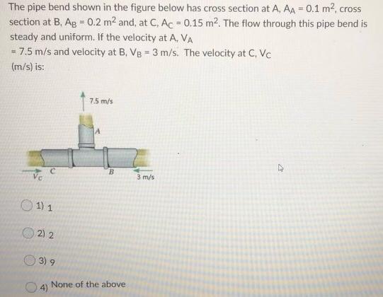 Solved The pipe bend shown in the figure below has cross | Chegg.com