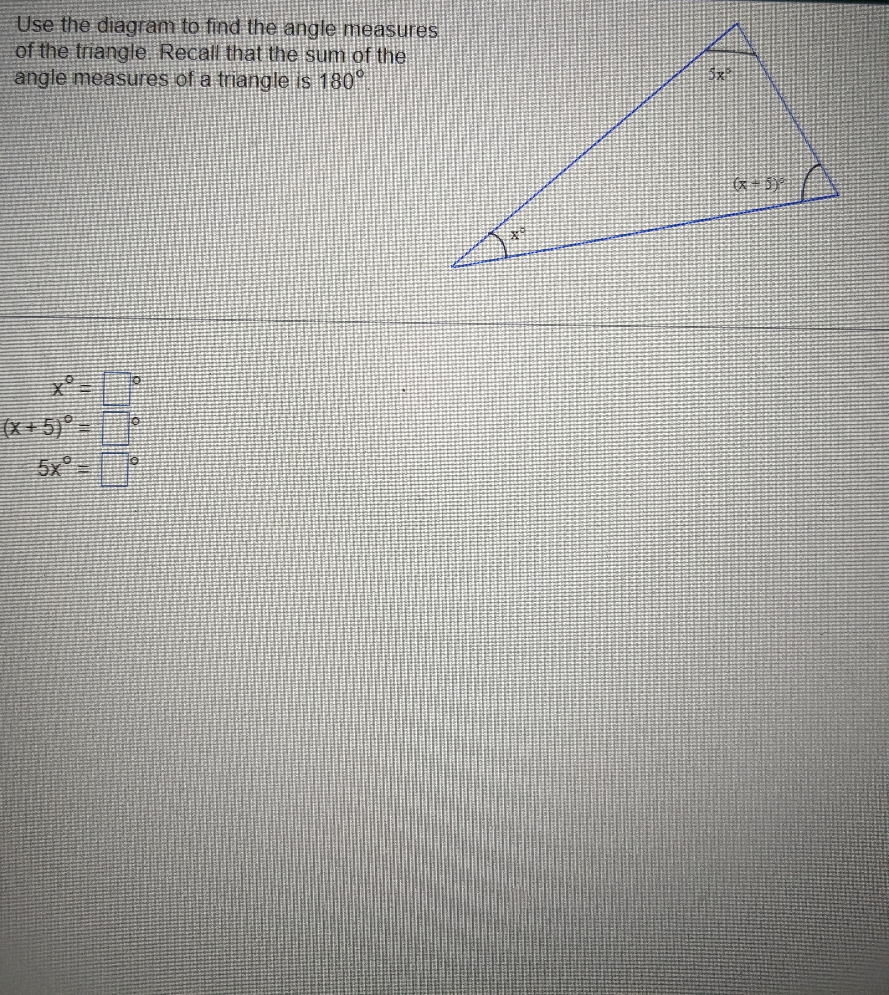 Solved find the angle measures of the triangle | Chegg.com
