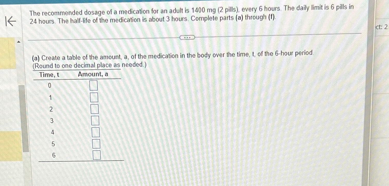 Solved The recommended dosage of a medication for an adult | Chegg.com