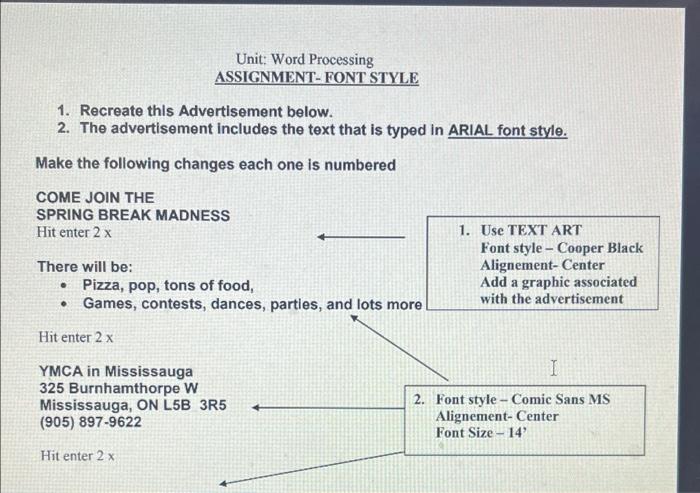 Solved 1. Recreate this Advertisement below. 2. The | Chegg.com